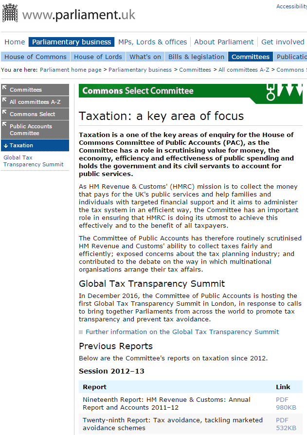 UK Parliament, House of Commons, Committee of Public Accounts, Hearings ...