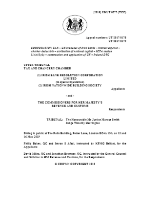 UK vs Irish Bank Resolution Corporation Limited and Irish Nationwide ...