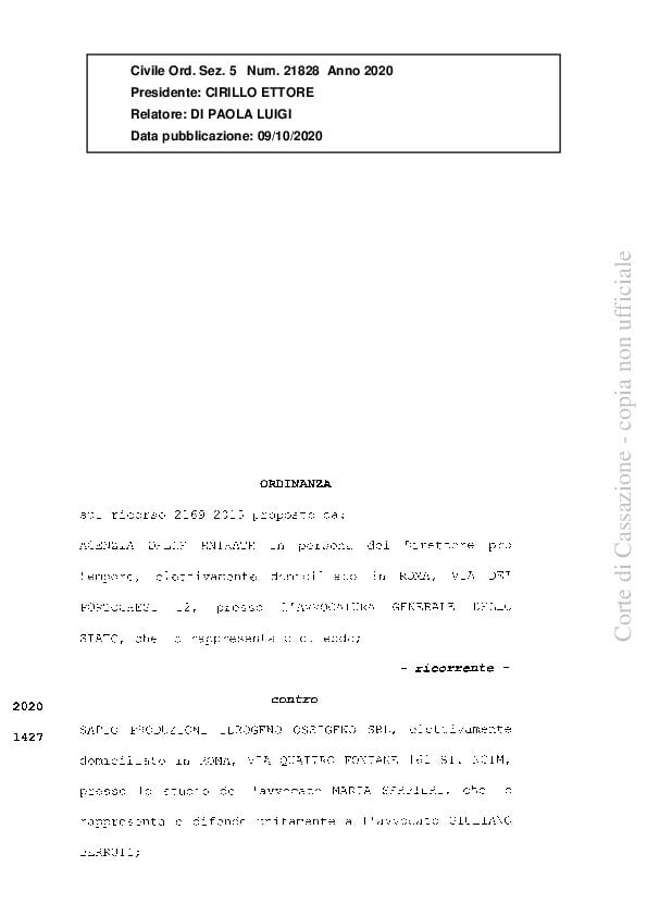 Italy v Sapio Industrie srl, October 2020, Supreme Court, Case No 21828/2020 - TPcases