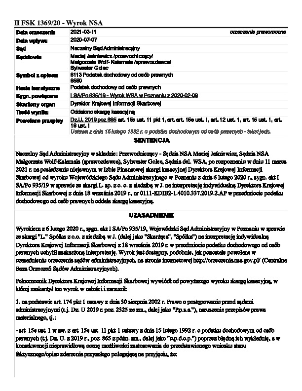 Poland vs "Shared Service Center", March 2021, Supreme Administrative ...