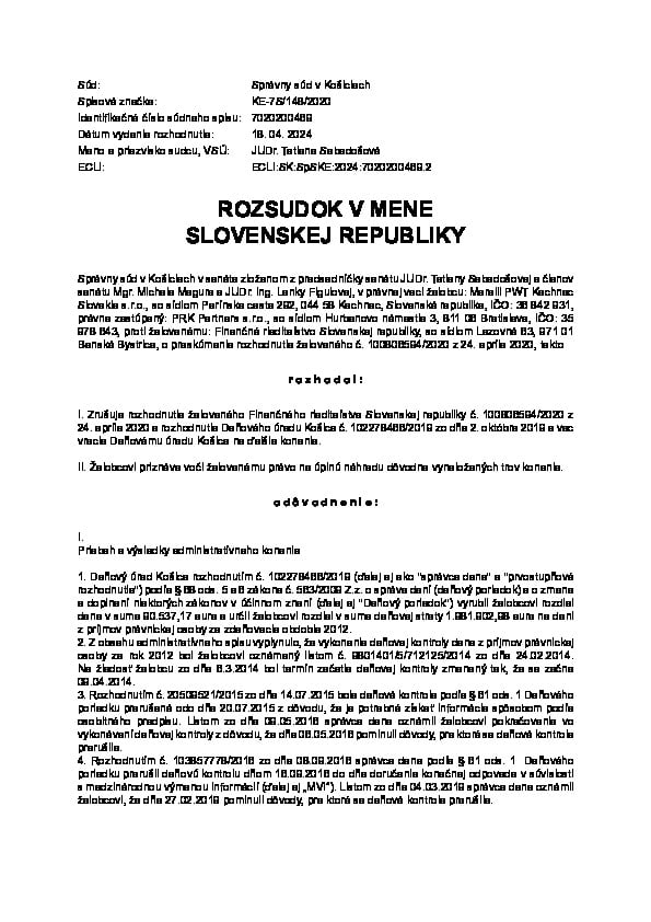 Slovakia vs Marelli PWT Kechnec Slovakia s.r.o., April 2024 ...