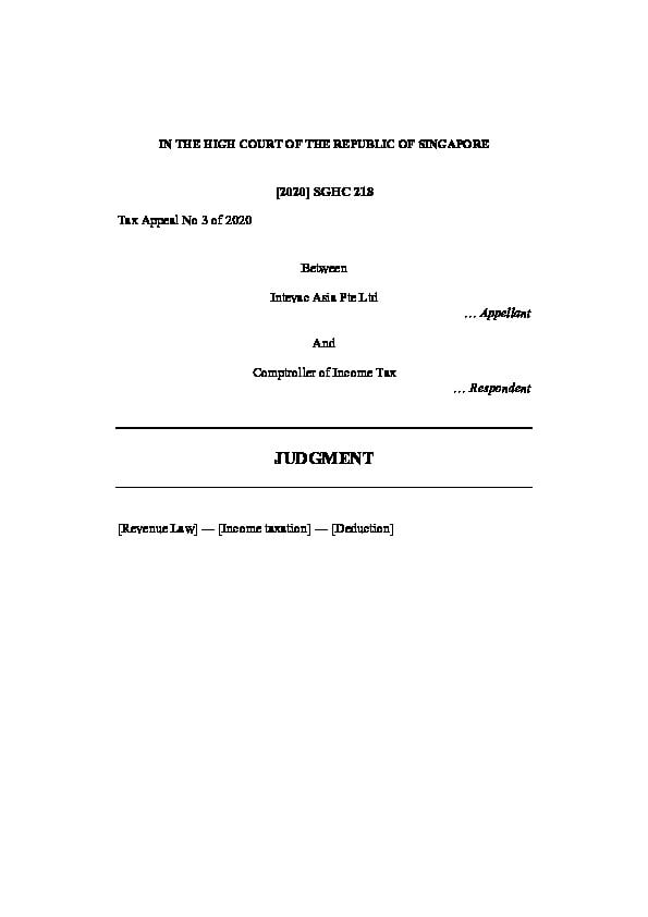 Singapore vs Intevac Asia Pte Ltd, October 2020, High Court, Case No ...