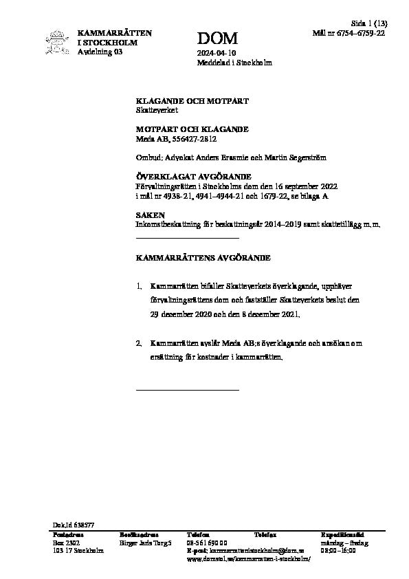 Sweden vs Meda AB, April 2024, Administrative Court of Appeal, Case No ...